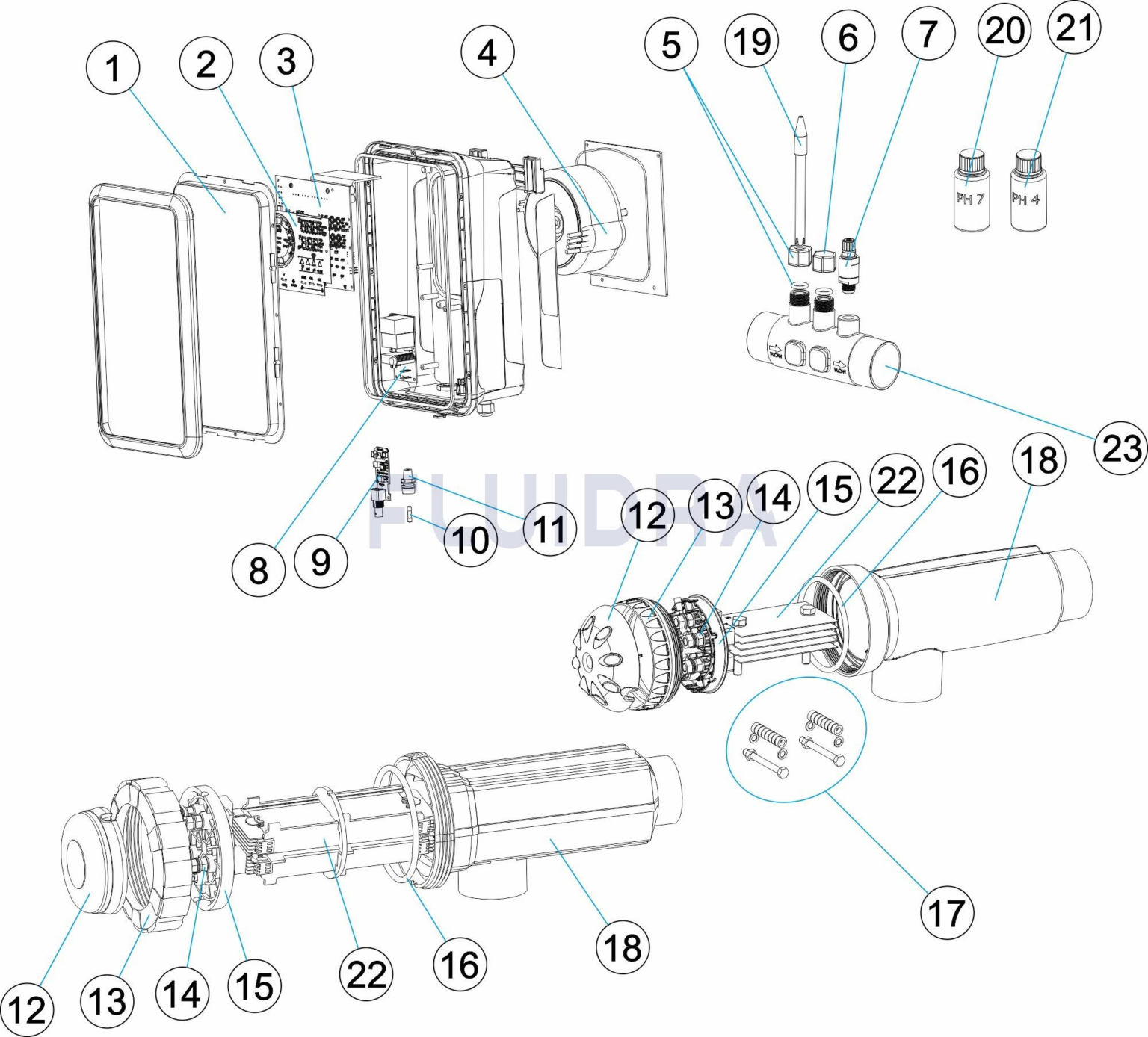 ELECTROLISIS SMART NEXT 12 GR/H + CONTROL PH HASTA 60 M3 CON B. DOSIF ...